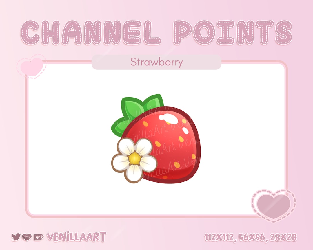 Strawberry Cute Channel Points Icon Emote for Twitch Streamers ...