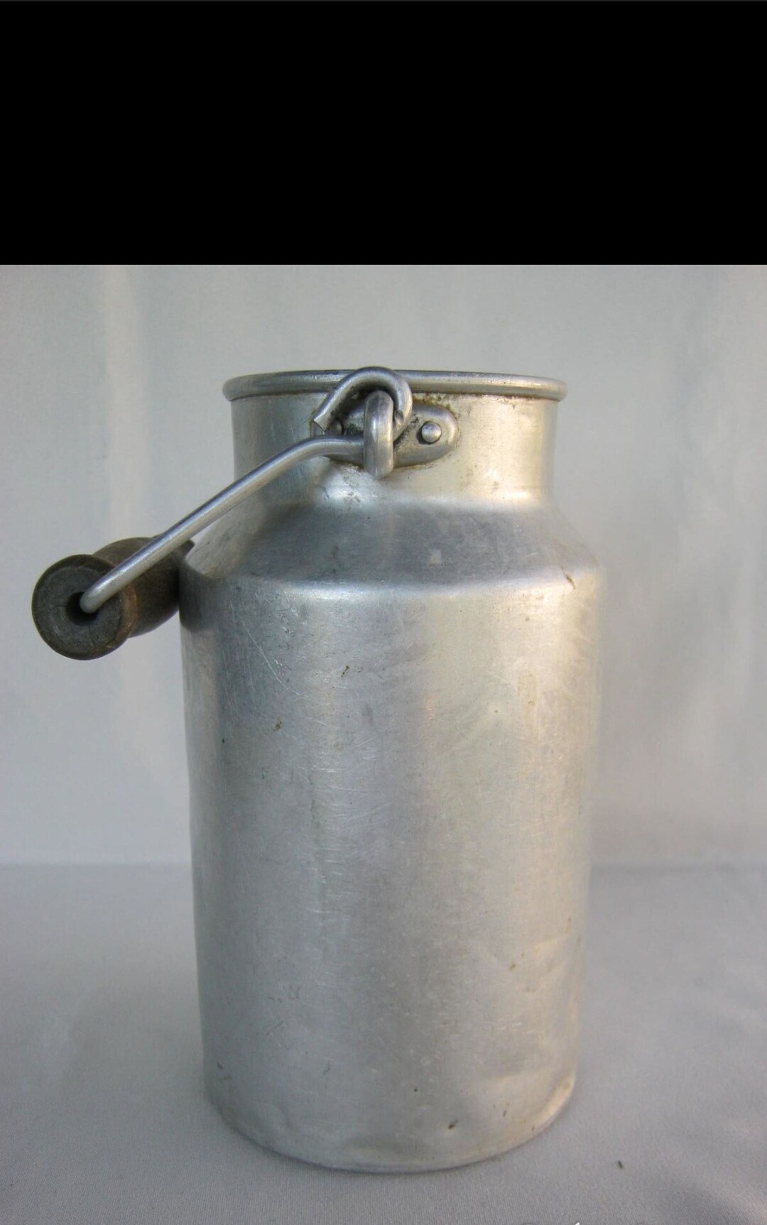 Vintage Aluminum Milk Jug With Wooden Handle, Hungarian Farmhouse Milk Jug, Kitchen Storage Box ...