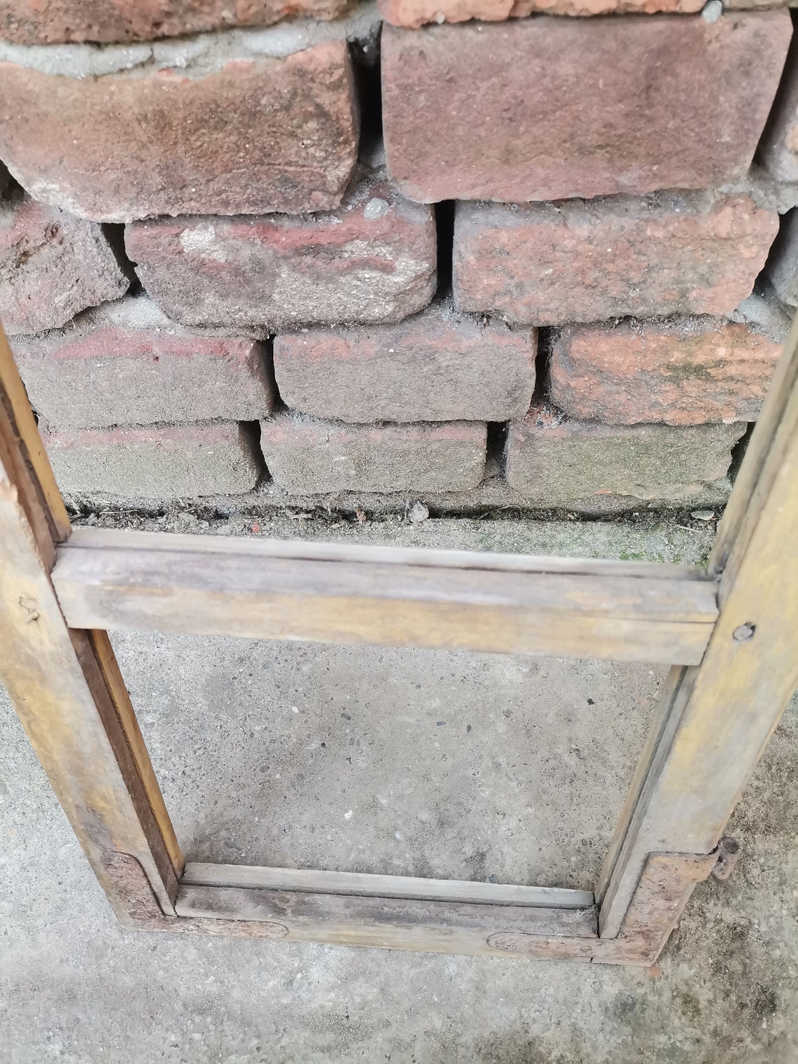 Antique Wooden Window Frame With Old Rustic Window Panes, Vintage ...