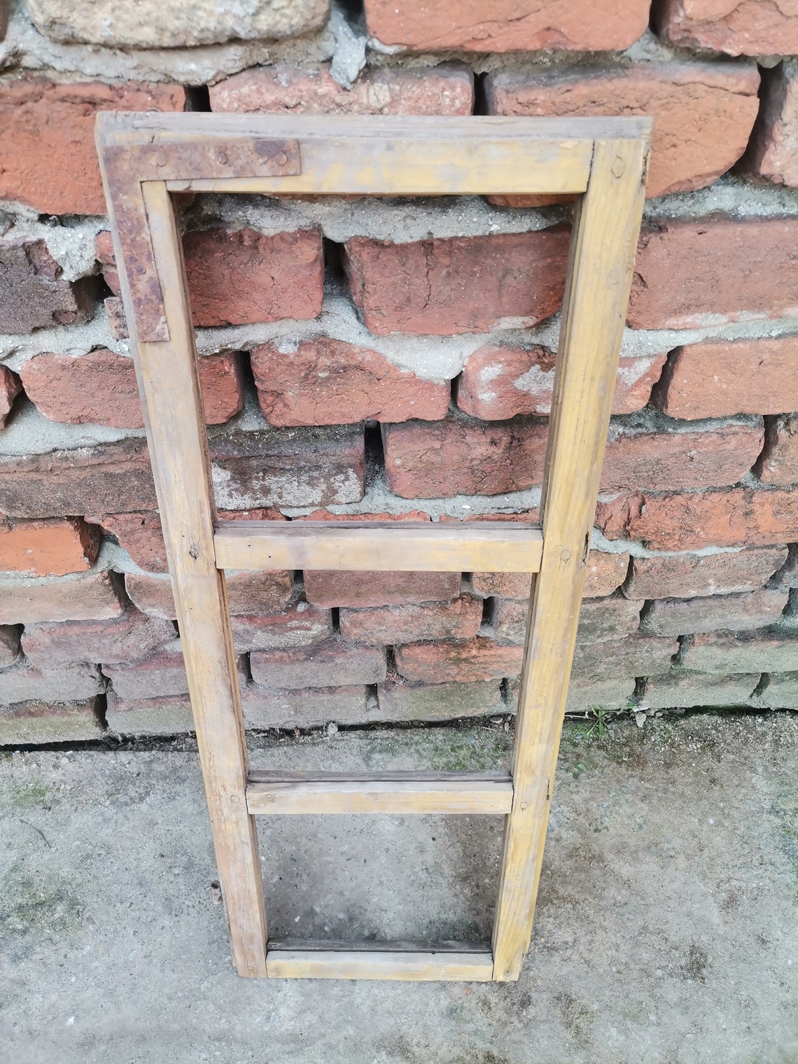 Antique Wooden Window Frame With Old Rustic Window Panes, Vintage ...