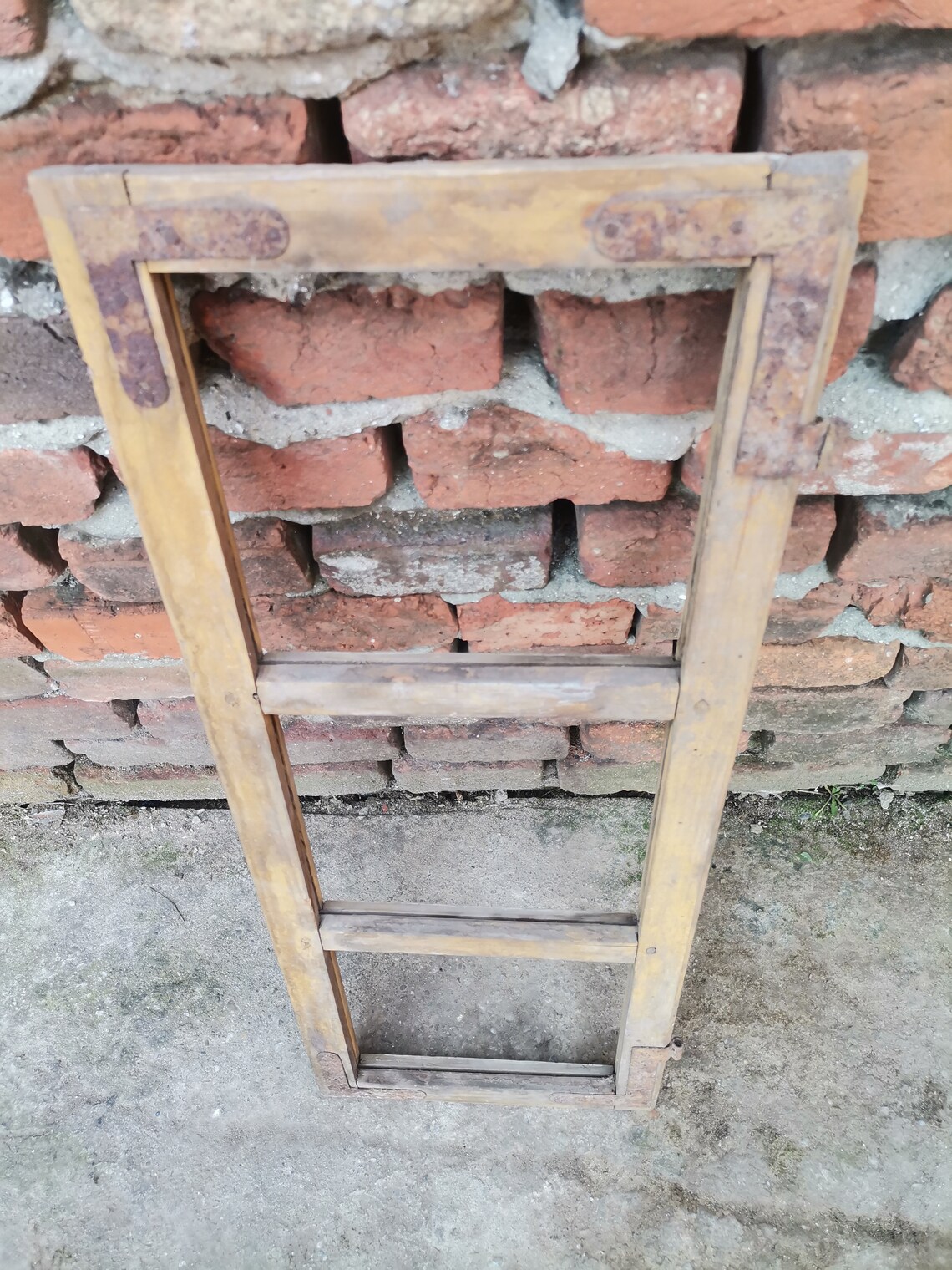 Antique Wooden Window Frame With Old Rustic Window Panes, Vintage ...