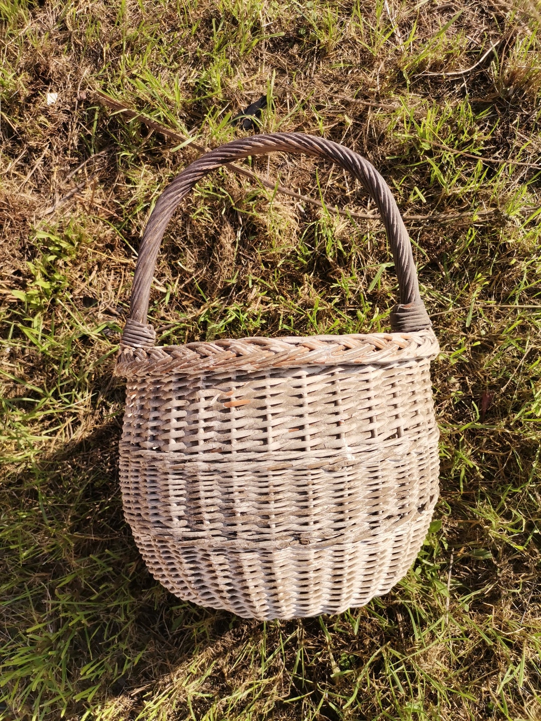 Round Wicker Hand Shopping Basket With Handle, Grocery Basket ...