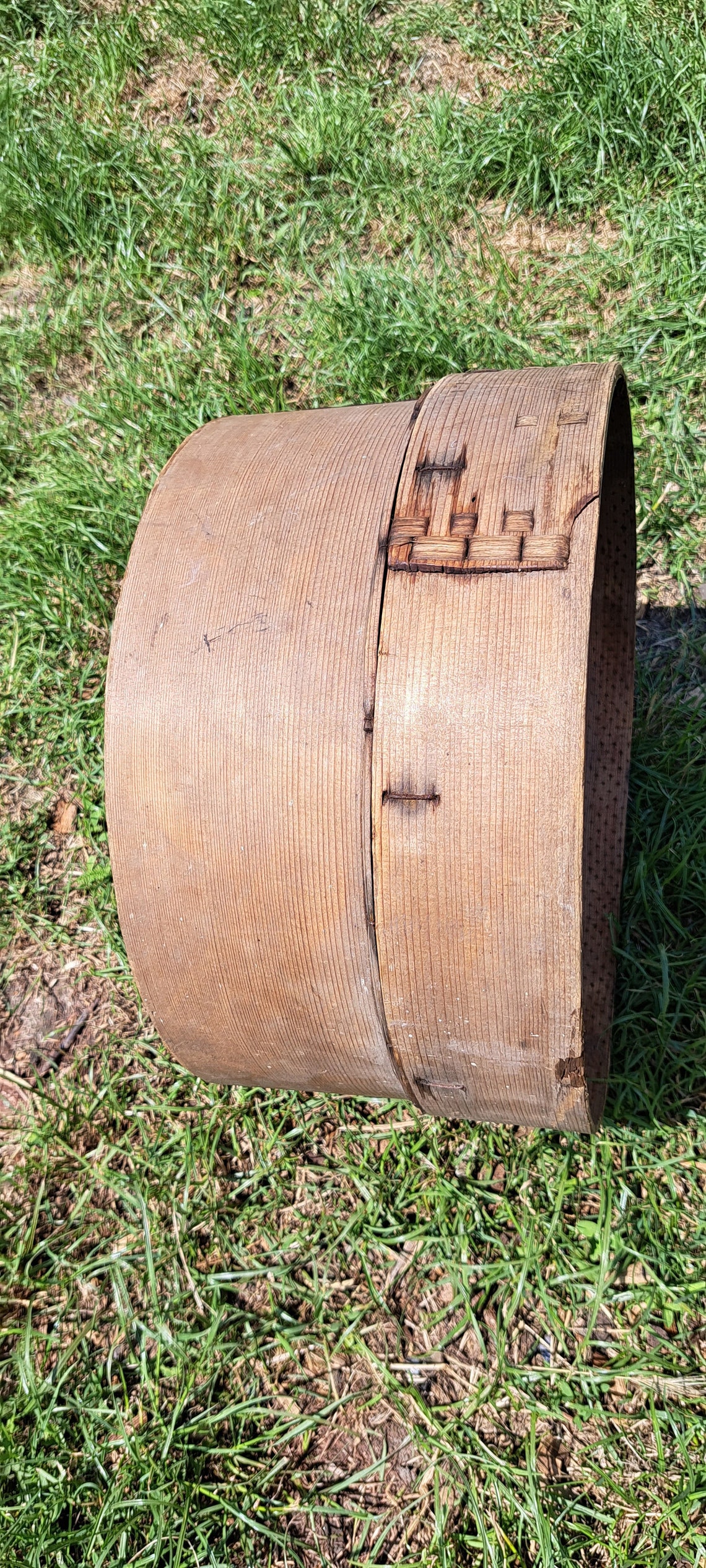 Vintage Round Wood Sieve With Mesh Bottom, Hungary Country Style Garden ...