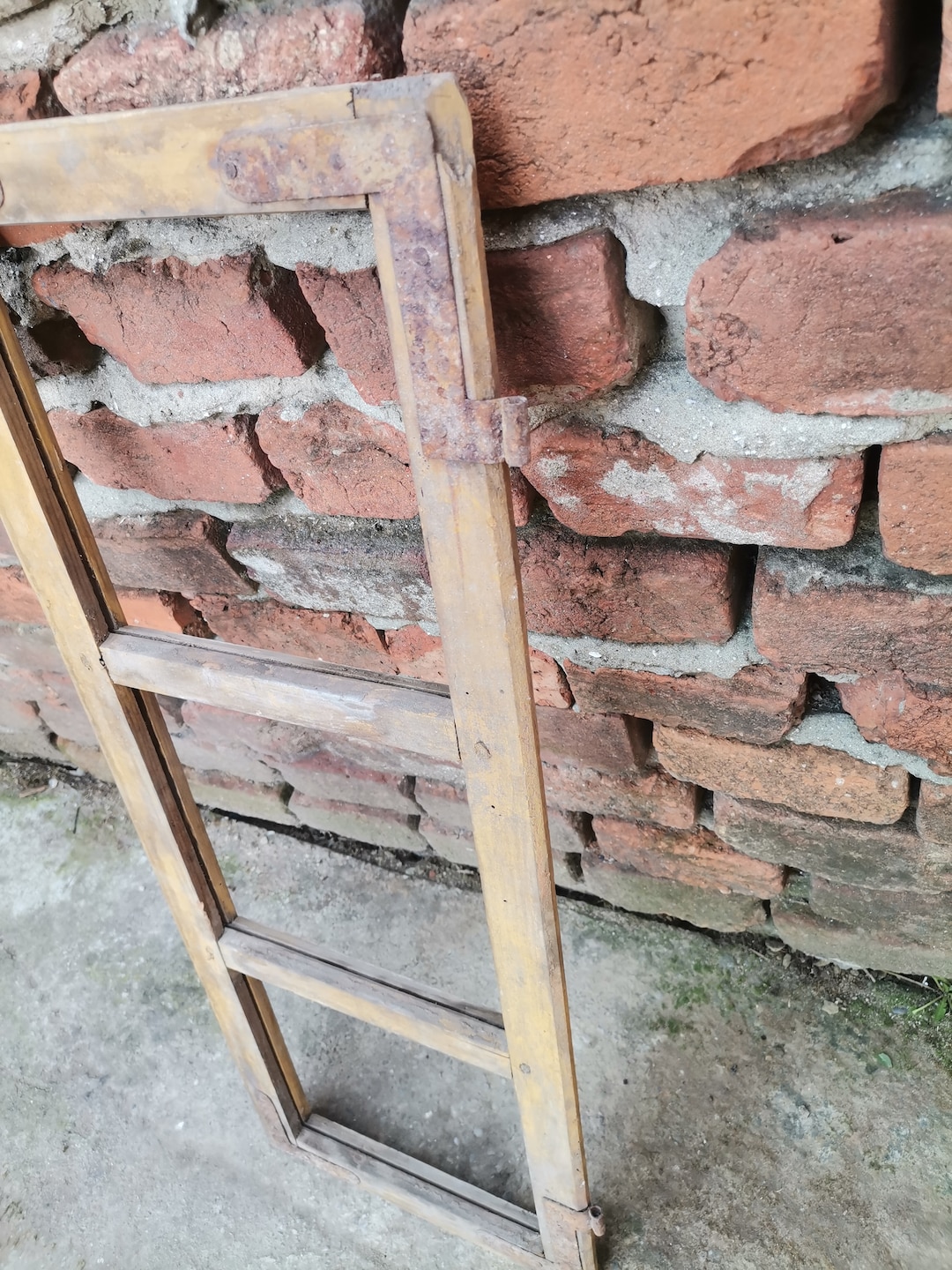 Antique Wooden Window Frame With Old Rustic Window Panes, Vintage ...