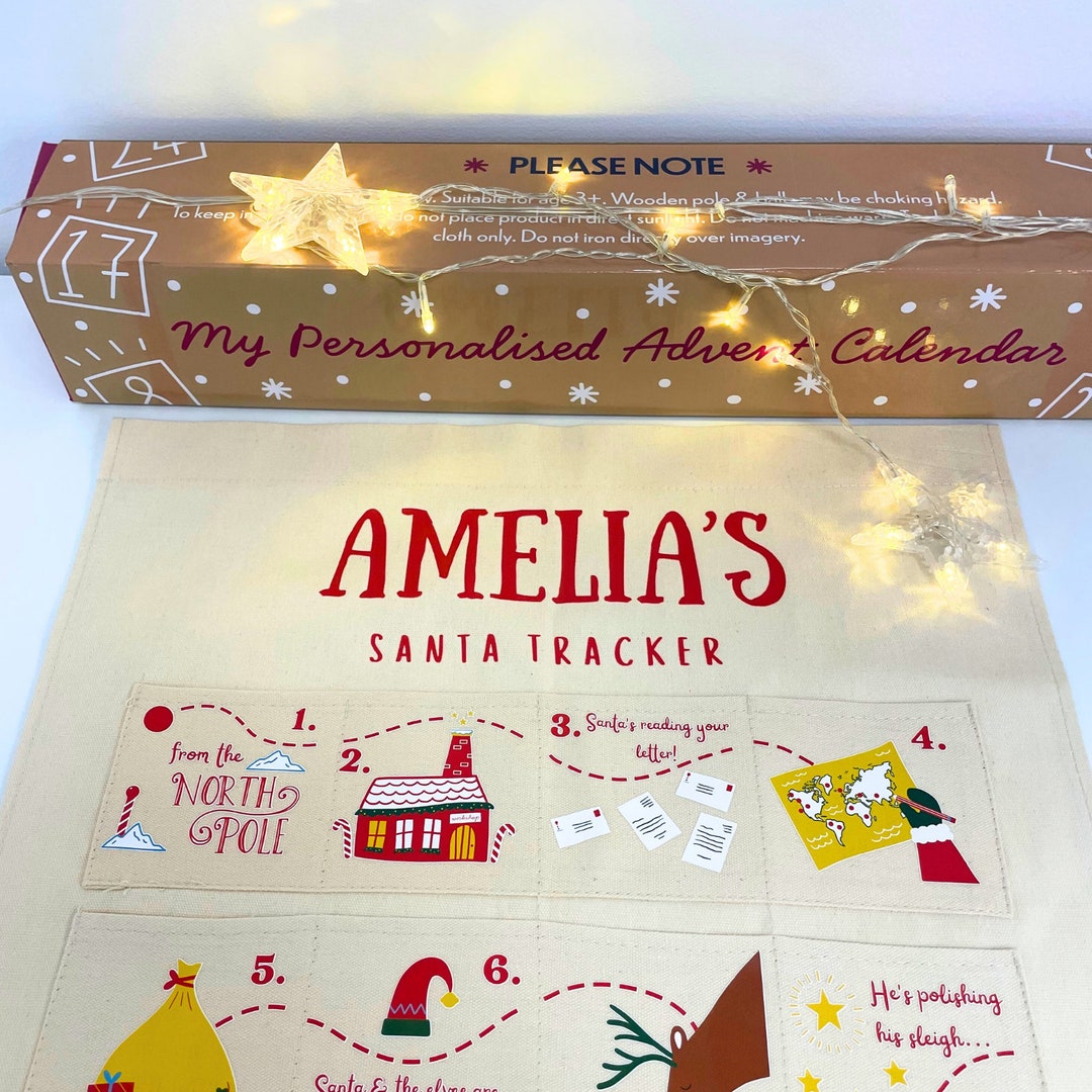 Personalised Santa Tracker Fabric Christmas Advent Calendar, Wall ...