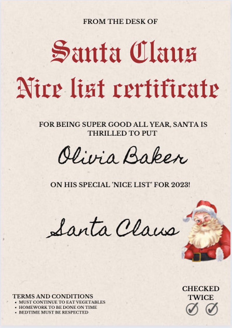 Letter From Santa Claus Santa Nice List Santa Printable Santa Letter ...