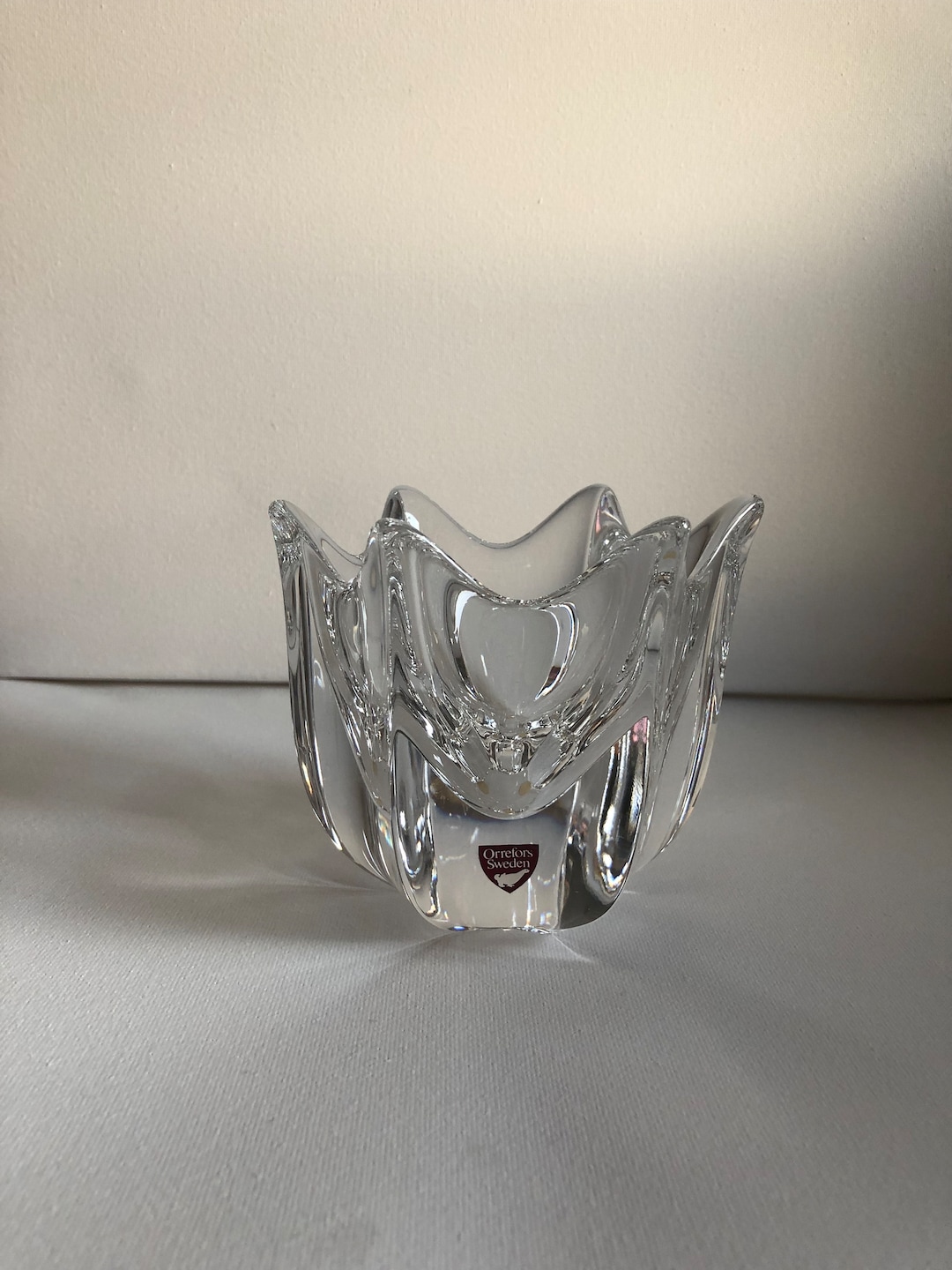 Vintage Orrefors Art Crystal "fleur" Bowl Signed Designed by Jan ...