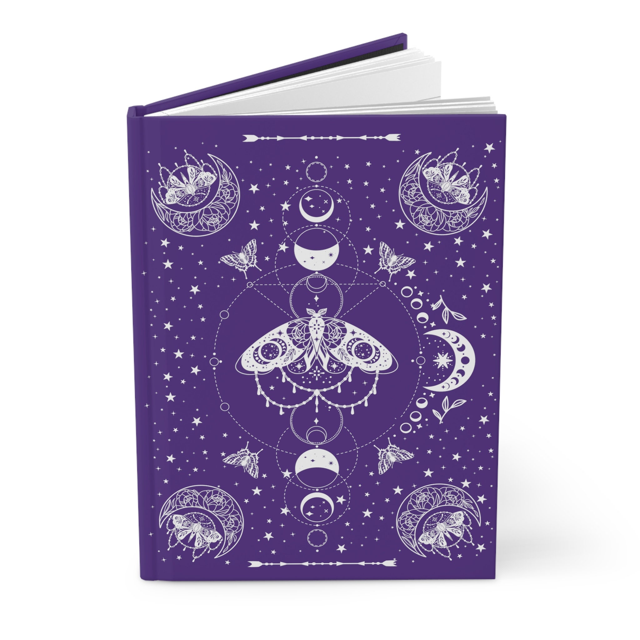 Manifestation Moth Notebook, Moon Phase Hardcover Journal, Mystical ...