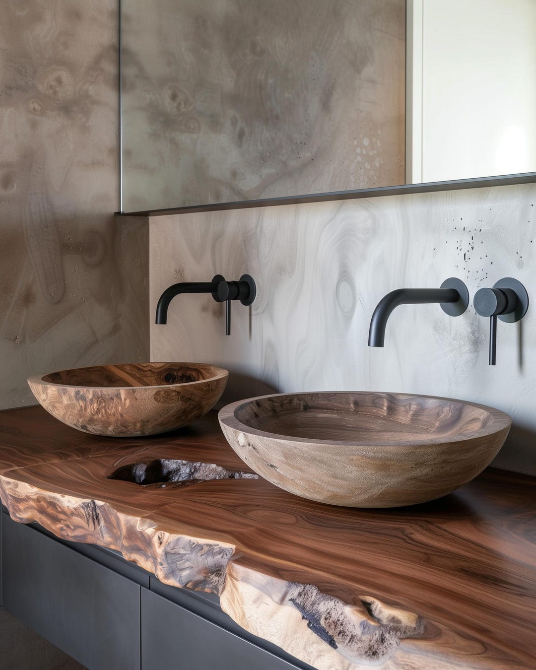 Floating Vanity, Live Edge Vanity, Walnut Vanity Top, Bathroom Wooden ...