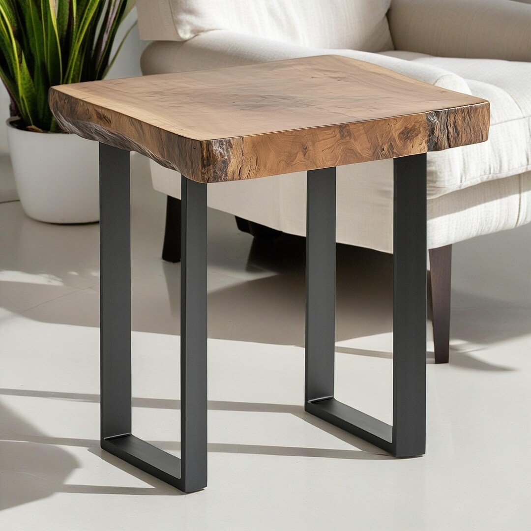 Live Edge Side Table, Wooden Side Table, Walnut Side Table, Live Edge ...