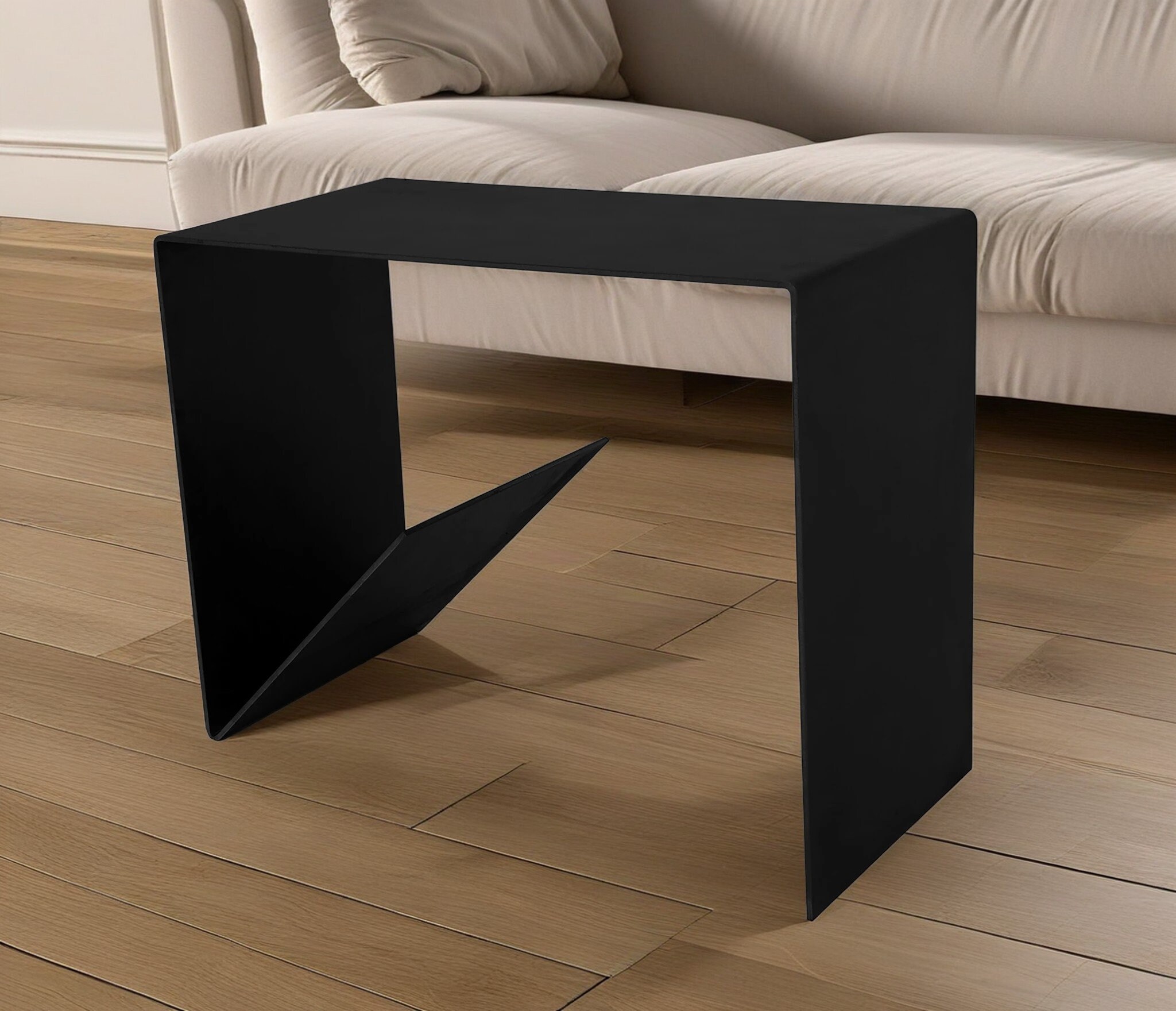 Black Modern Side Table Industrial Coffee Table Unique Side Table Metal ...