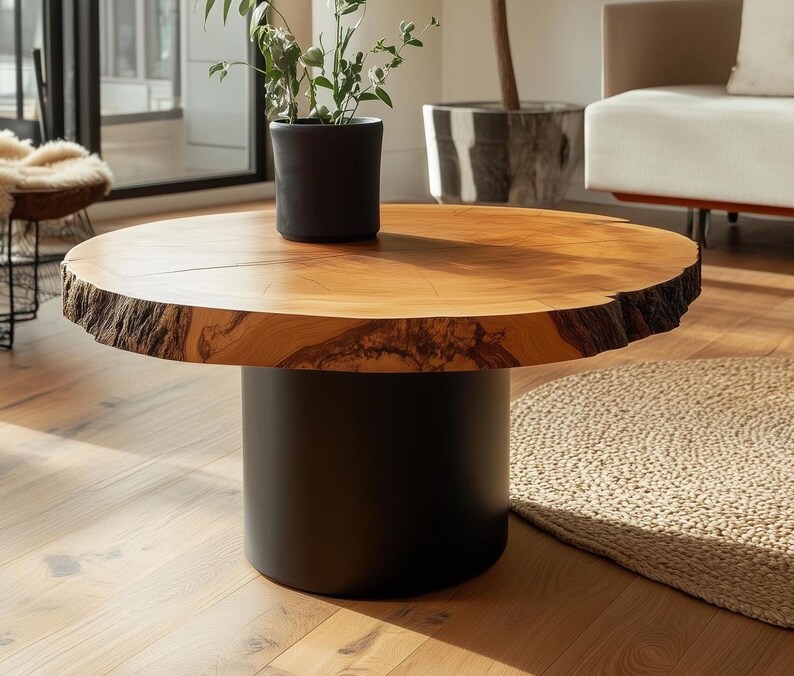 Round Live Edge Coffee Table, Rustic Coffee Table, Cypress Live Edge ...