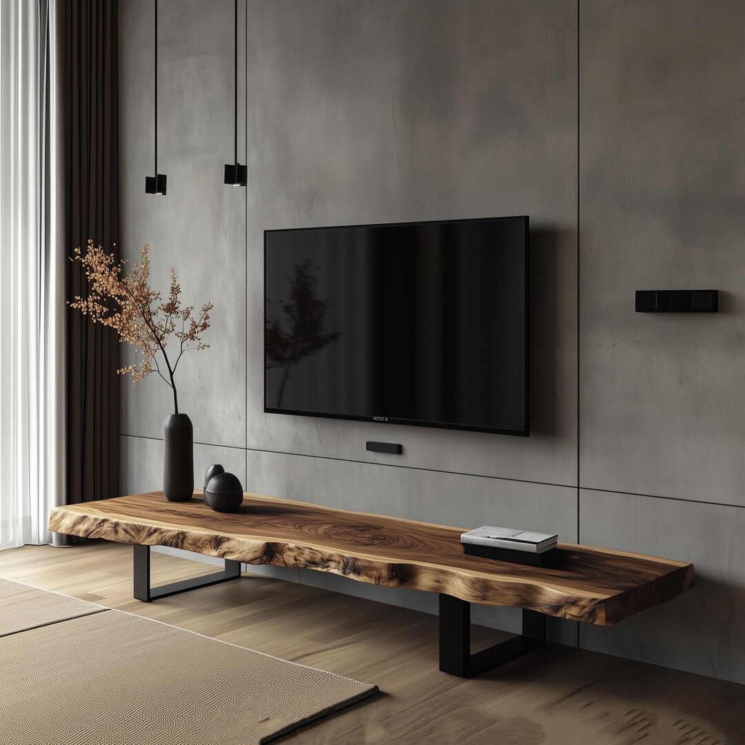 Buy Walnut Monitor Stand, Live Edge Tv Stand, Wood Monitor Stand, Media ...