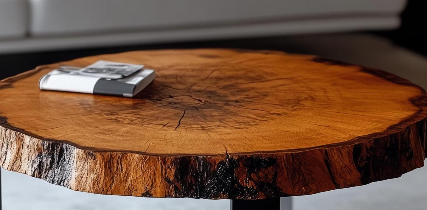 Live Edge Round Coffee Table, Center Coffee Table, Rustic Coffee Table ...