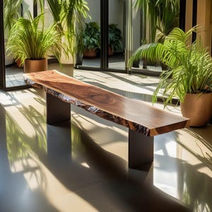 Walnut Live Edge Bench, Rustic Live Edge Bench, Entryway Bench, Live ...