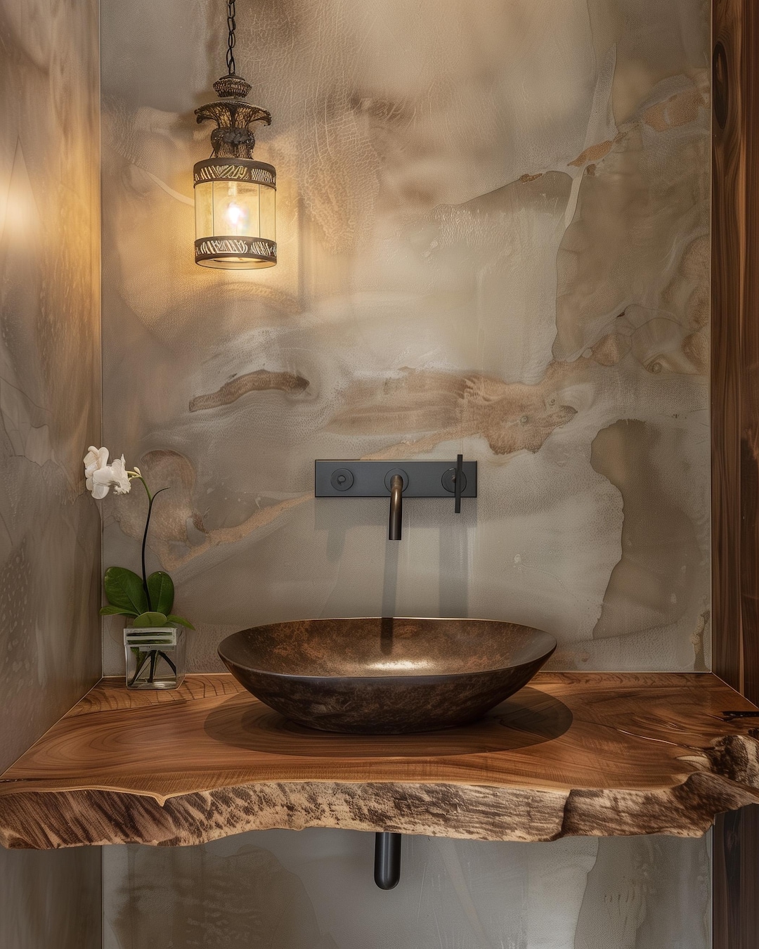 Live Edge Floating Bathroom Vanity, Floating Sink Vanity, Floating ...