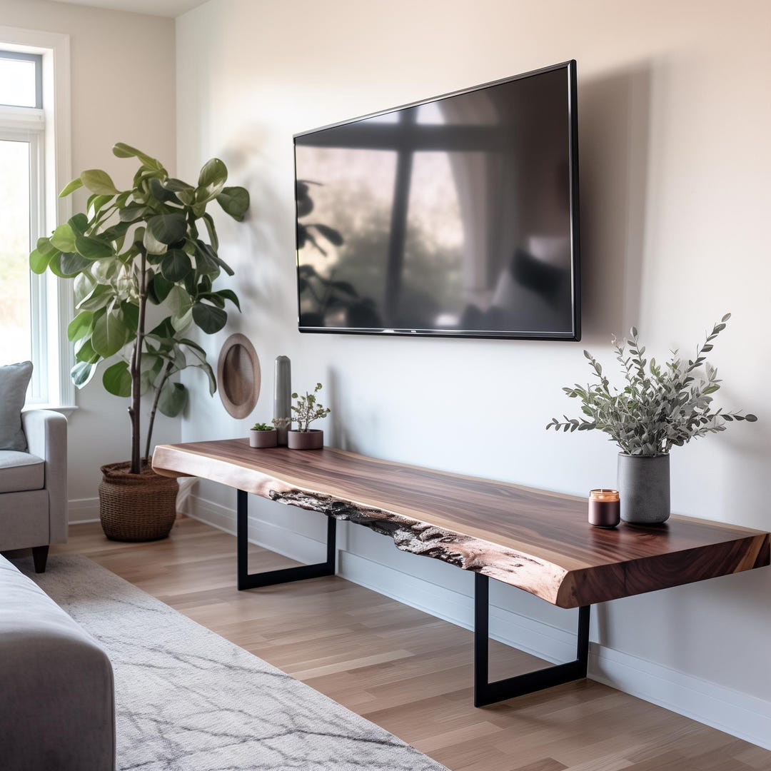 Live Edge Walnut Monitor Stand, Walnut Tv Stand, Wood Monitor Stand, Walnut Live Edge Media ...