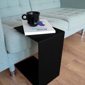 Black Metal C Side Table Industrial Coffee Table Minimalist Modern Side ...