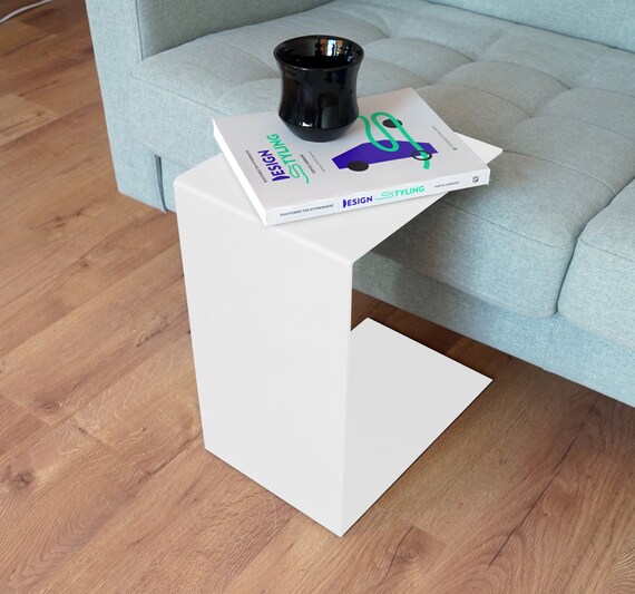 C shaped side table white store