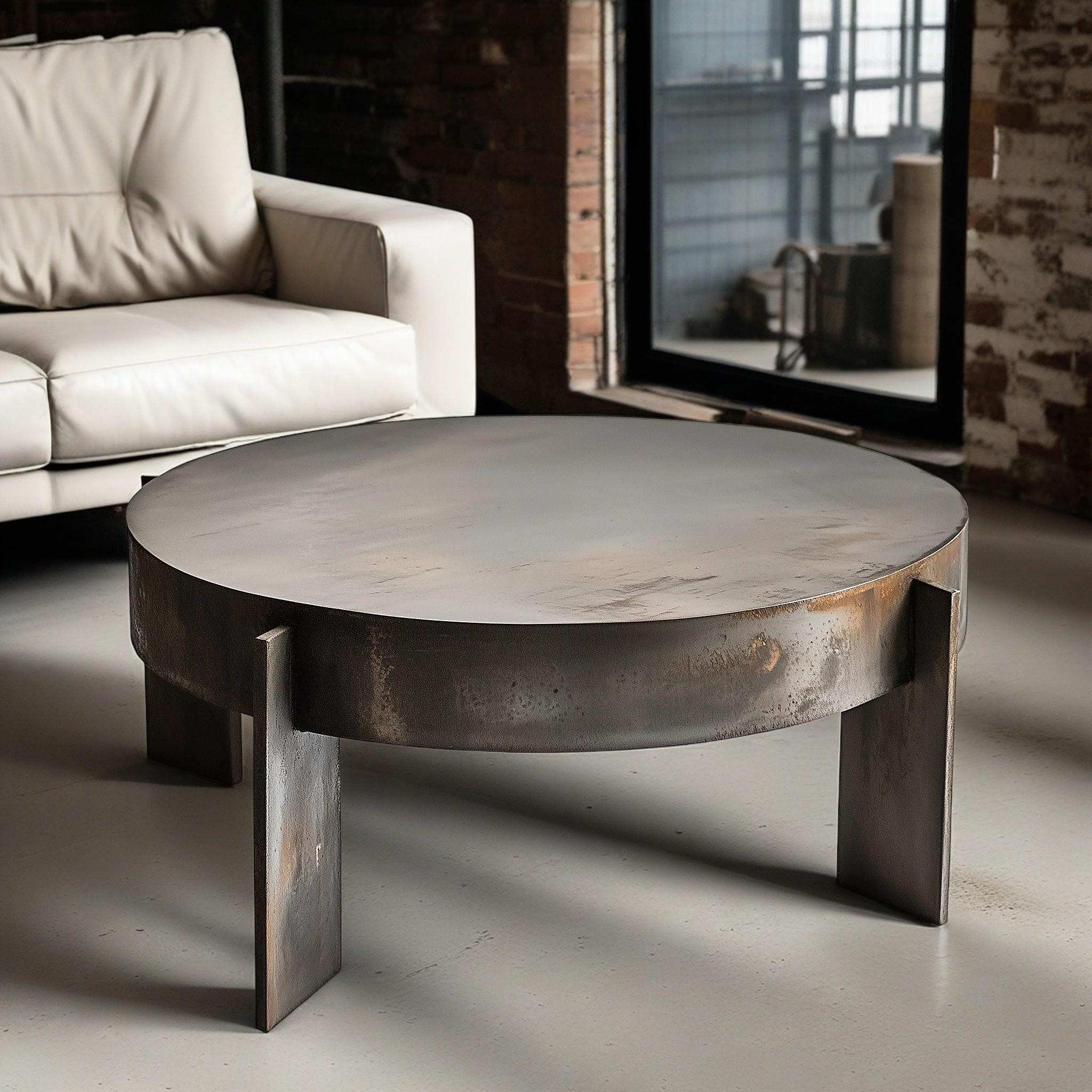 Drum Coffee Table, Distressed Metal Coffee Table, Low Coffee Table ...