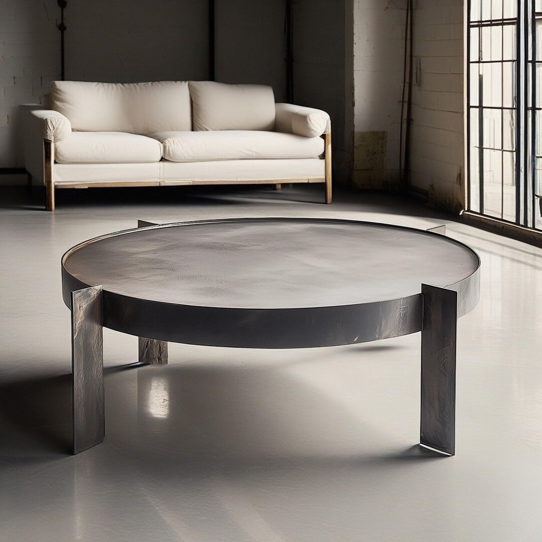 Drum Coffee Table, Metal Drum Table, Low Coffee Table, Metal Coffee ...