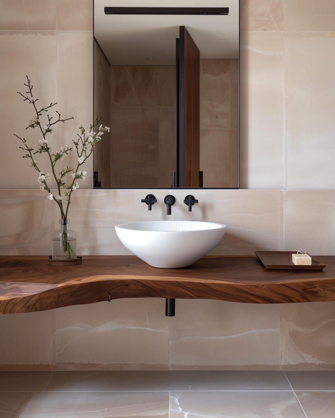 Live Edge Walnut Floating Vanity, Bathroom Wooden Vanity, Live Edge ...