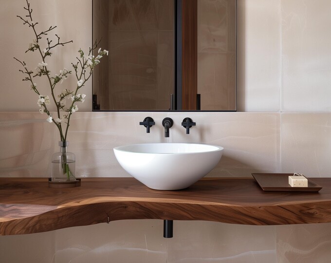 Live Edge Walnut Floating Vanity, Bathroom Wooden Vanity, Live Edge ...