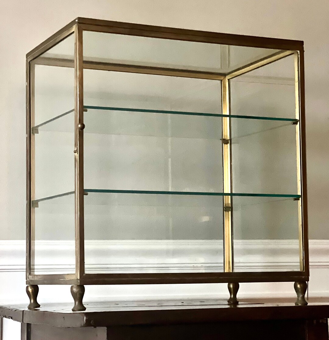 19th Century English Early Modernist Bronze and Glass Tabletop Vitrine ...