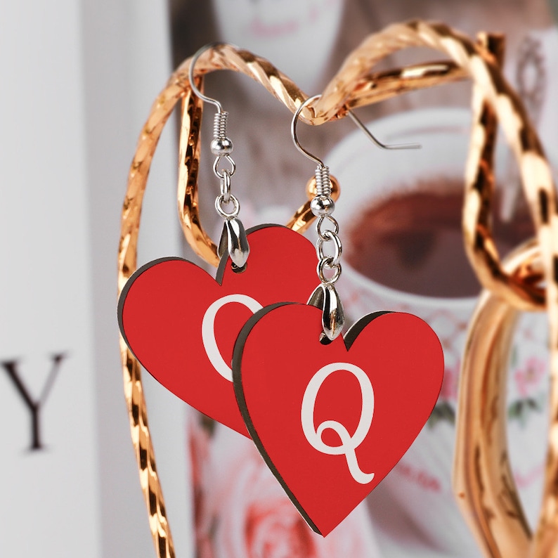 Queen of Hearts Wooden Earrings, QOH Earrings, Raceplay Gift, Bleached ...