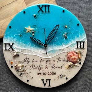 Resin Seashell Wall Clock Handmade Beach Clock Epoxy Resin - Etsy