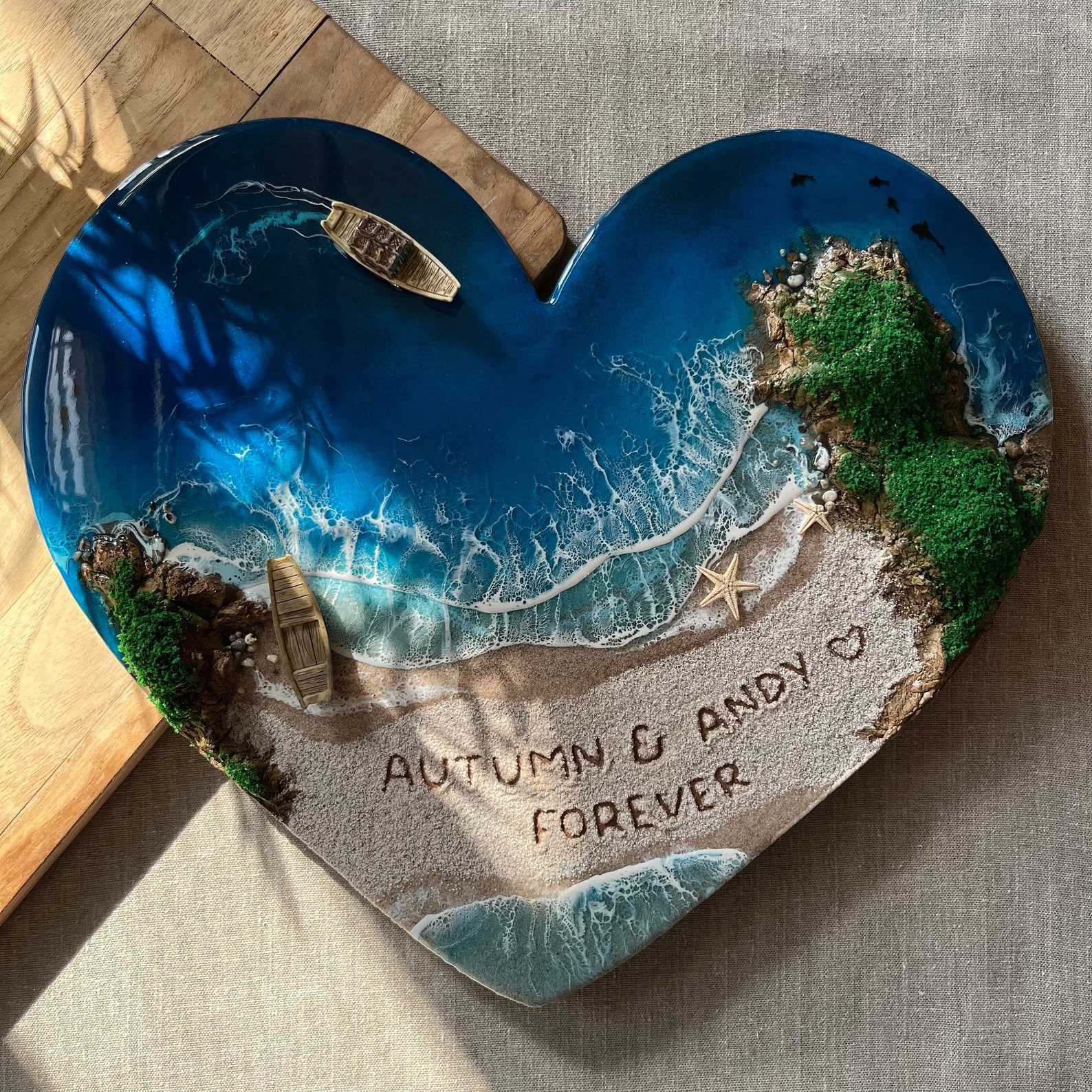 Epoxy Resin Sea Heart Seascape Resin Ocean Wall Art - Etsy