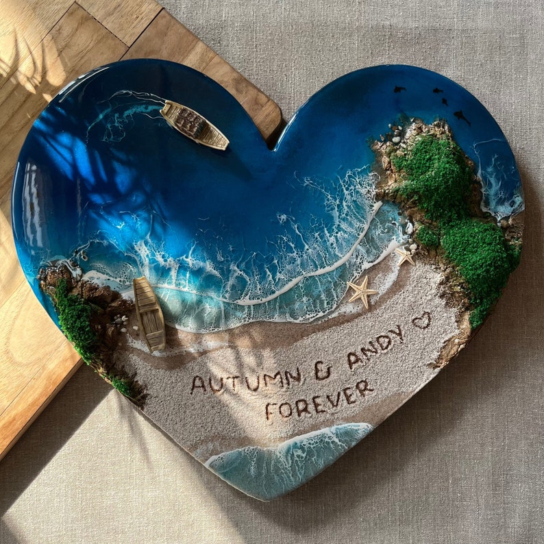 Epoxy Resin Sea Heart Seascape Resin Ocean Wall Art - Etsy