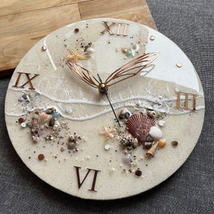 Resin Seashell Wall Clock Handmade Beach Clock Epoxy Resin - Etsy