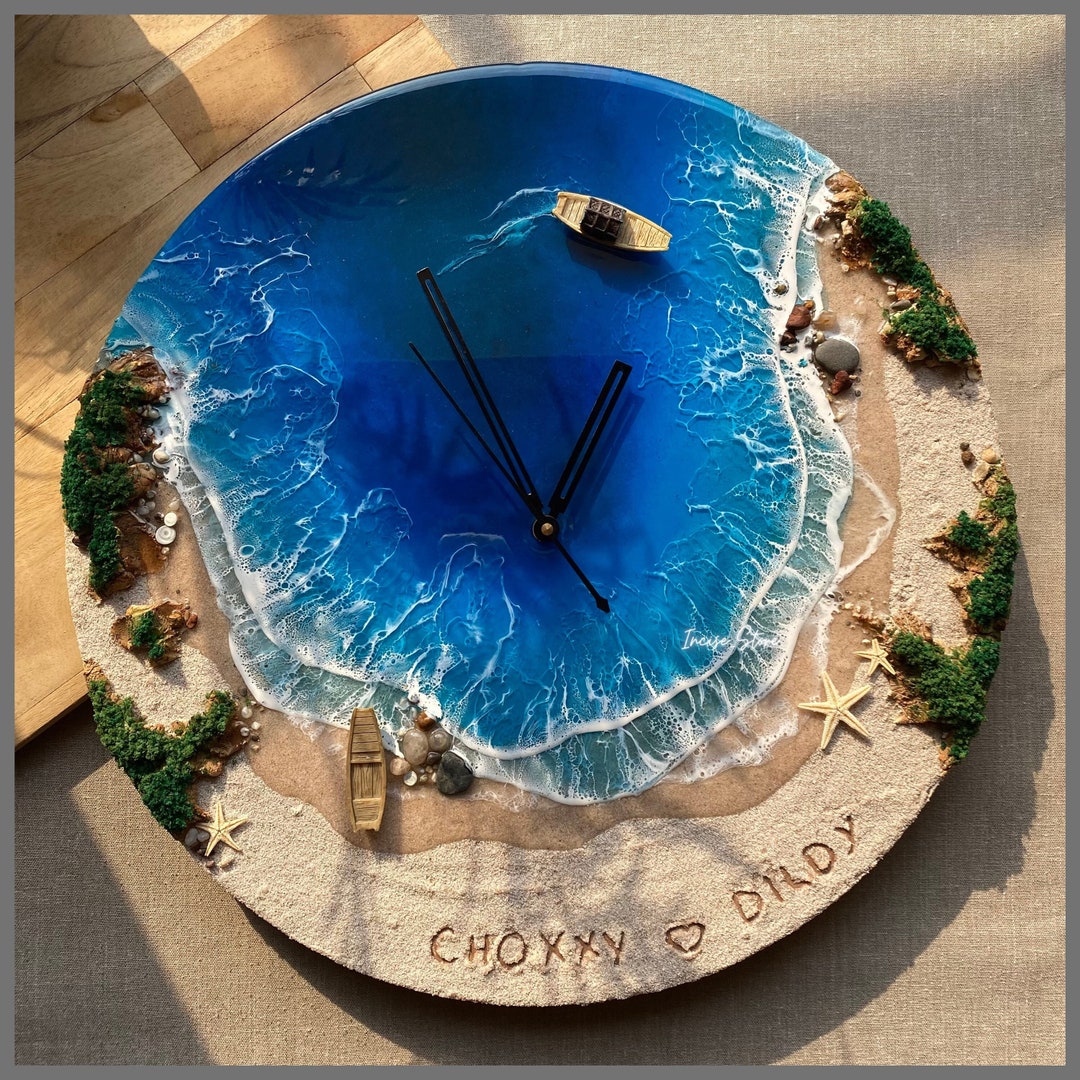 Buy Resin Ocean Wall Clock Personalized Clock Recreate Your Online in ...