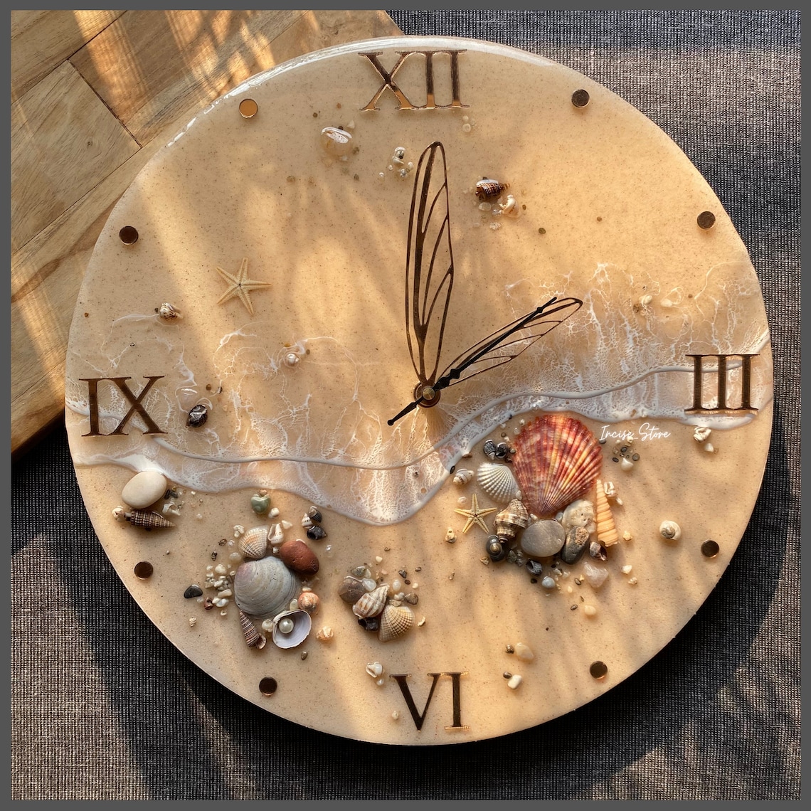 Resin Seashell Wall Clock Handmade Beach Clock Epoxy Resin - Etsy
