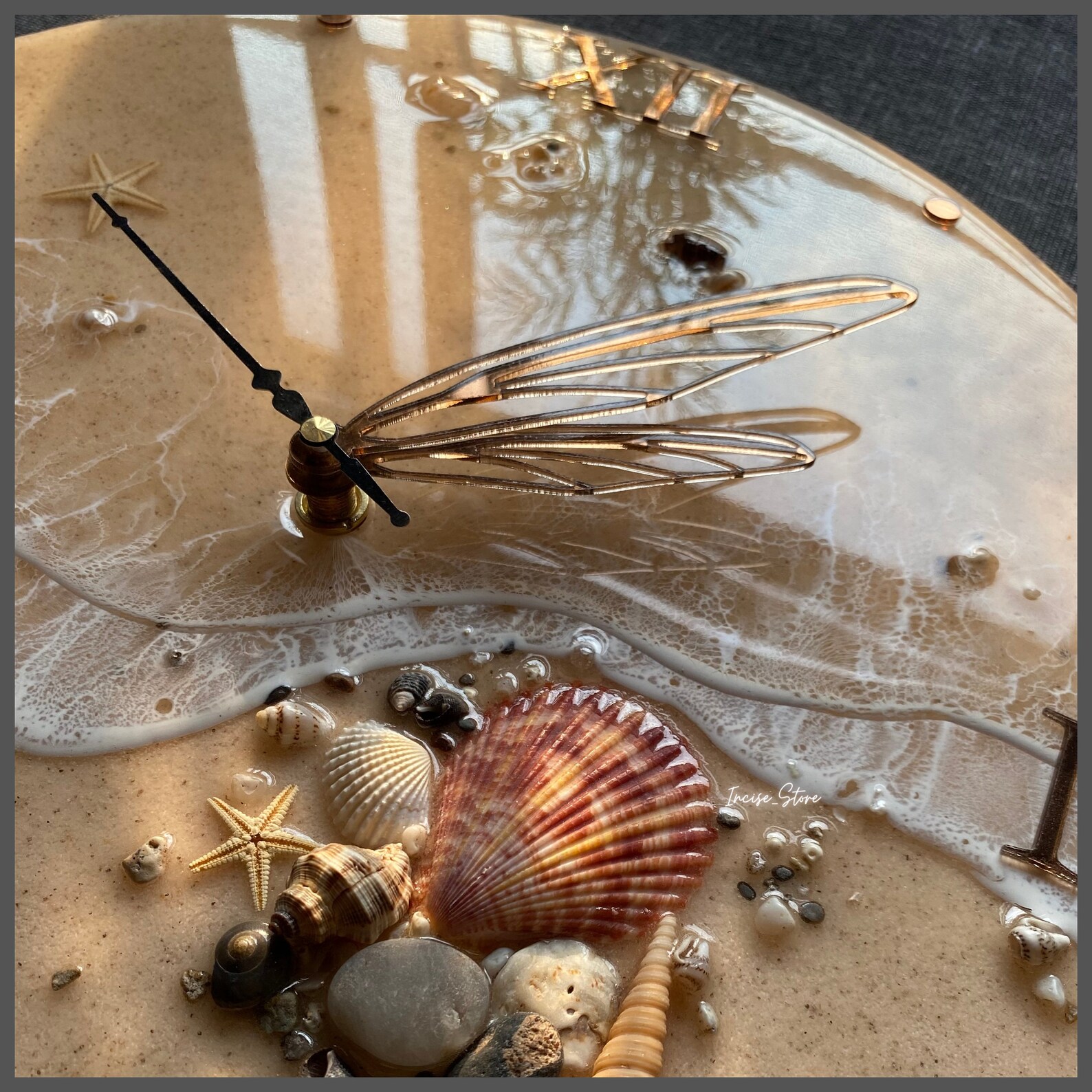 Resin Seashell Wall Clock Handmade Beach Clock Epoxy Resin - Etsy