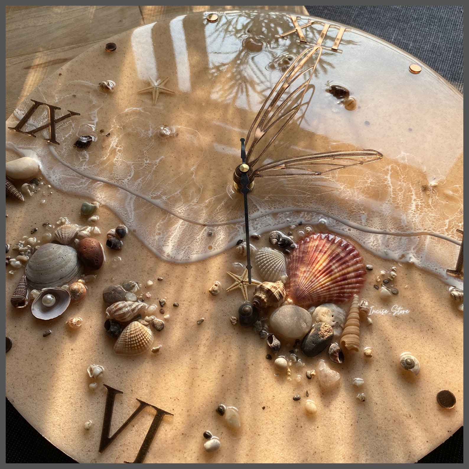 Resin Seashell Wall Clock Handmade Beach Clock Epoxy Resin - Etsy