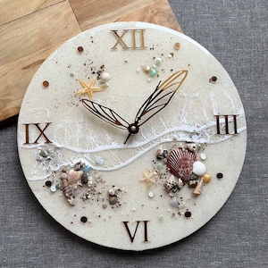 Resin Seashell Wall Clock Handmade Beach Clock Epoxy Resin - Etsy