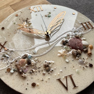 Resin Seashell Wall Clock Handmade Beach Clock Epoxy Resin - Etsy
