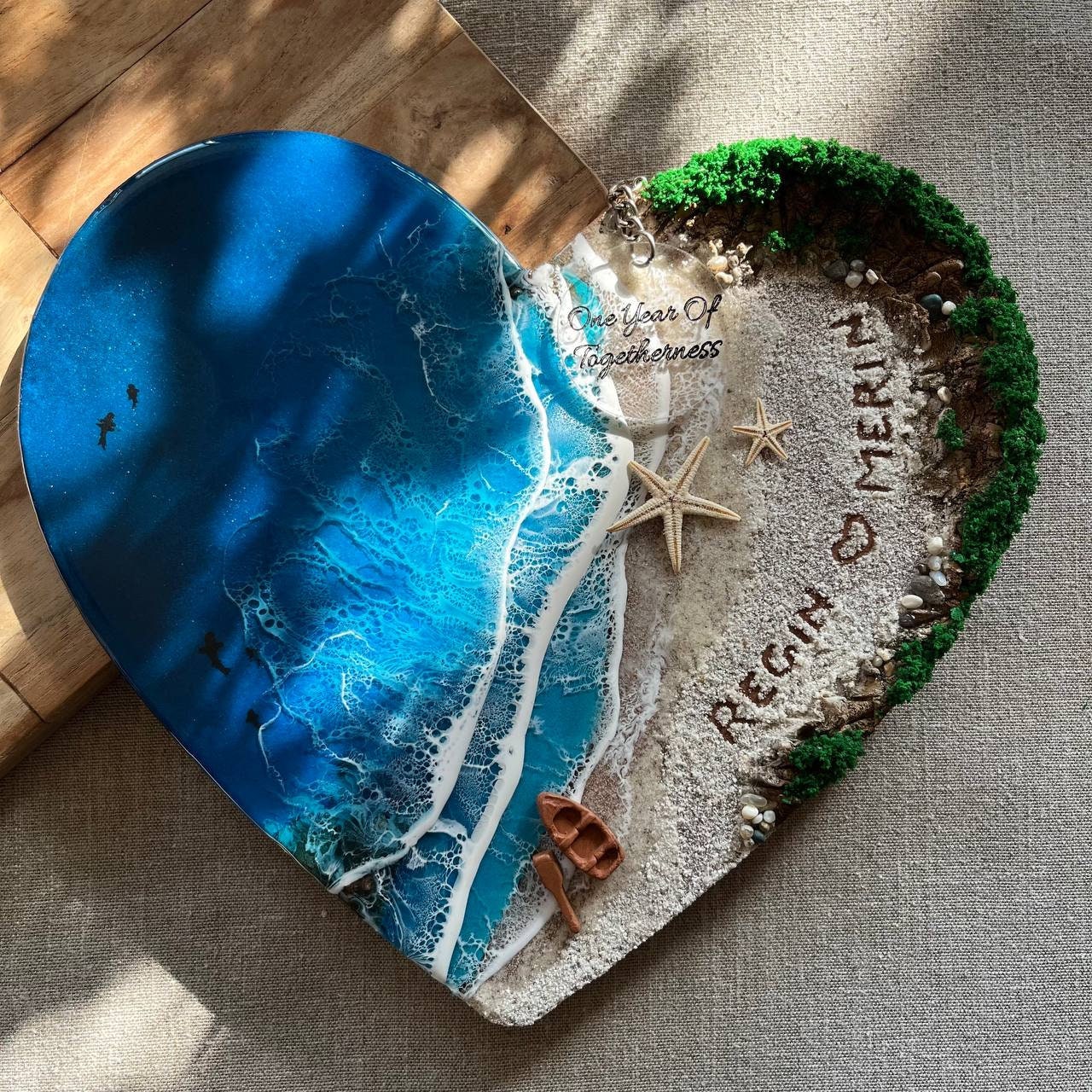 Epoxy Resin Sea Heart Seascape Resin Ocean Wall Art - Etsy