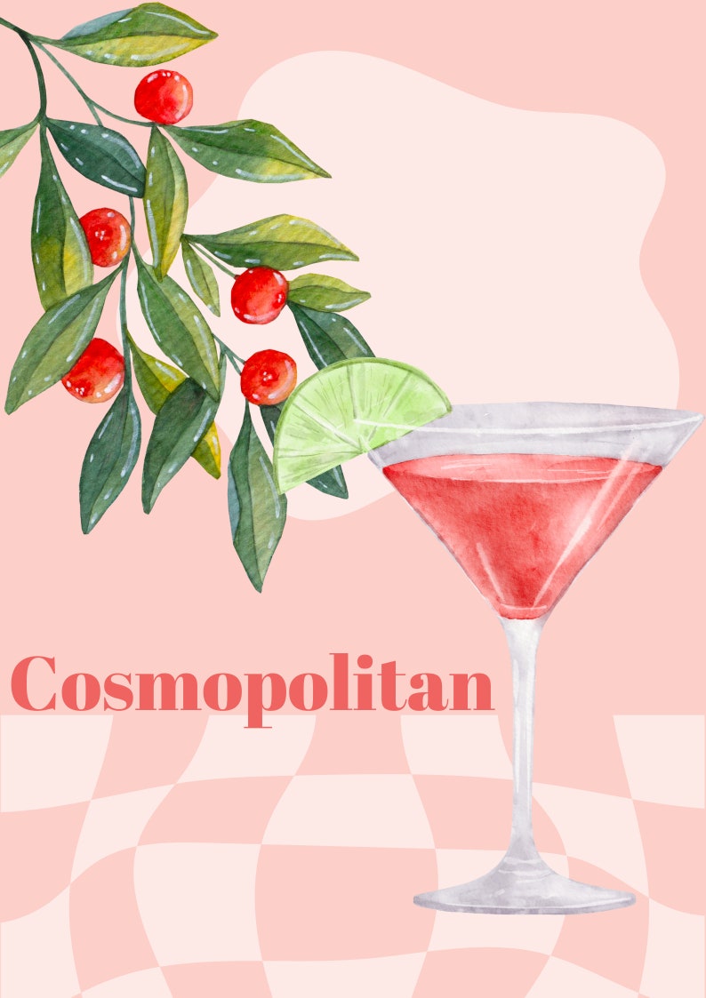 Cosmopolitan Cocktail Poster Digital Download Pixelposterz - Etsy