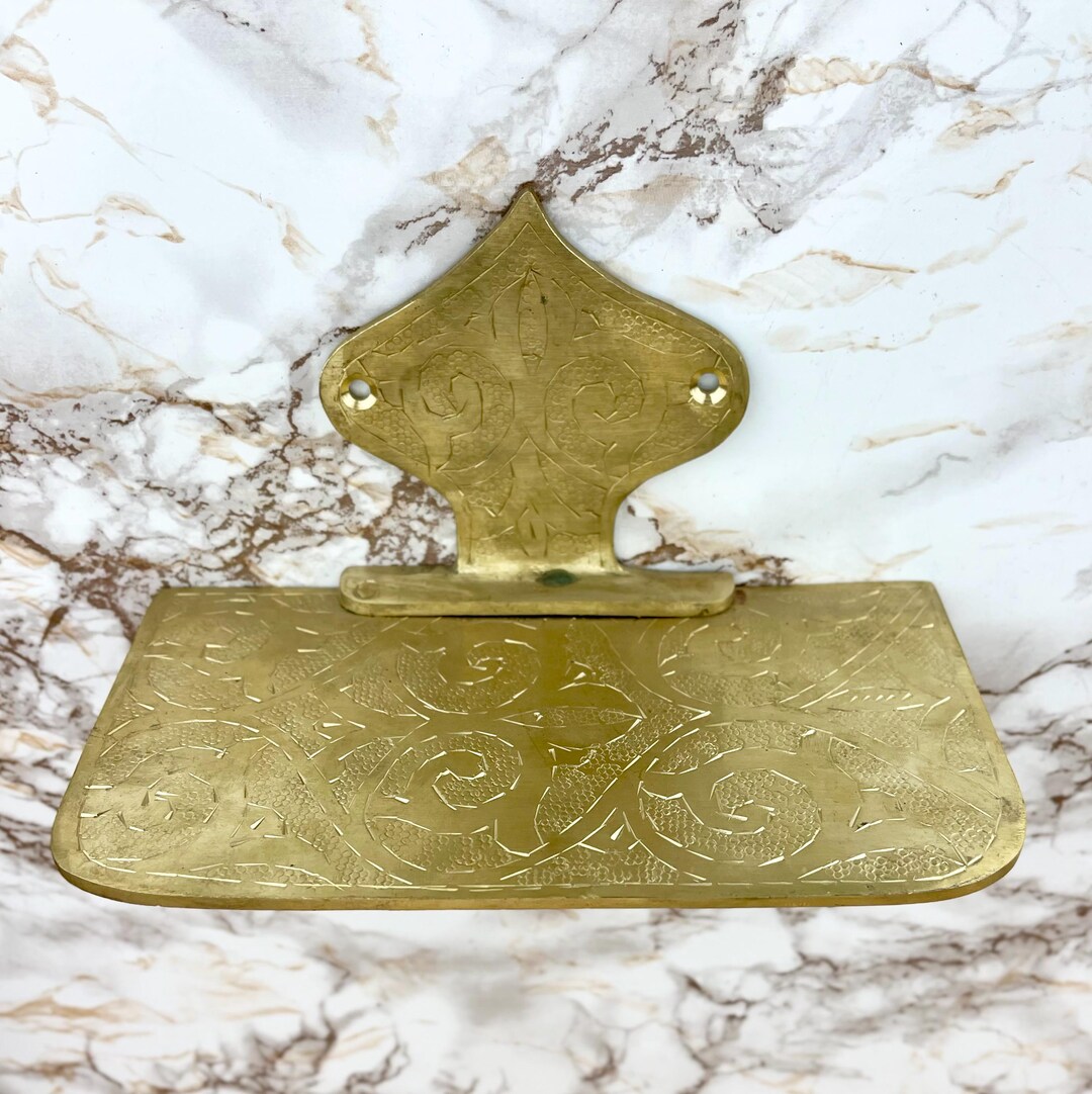 Unlacquered Handmade Solid Brass Wall Shelf | 8", 12", 16" | Simple ...