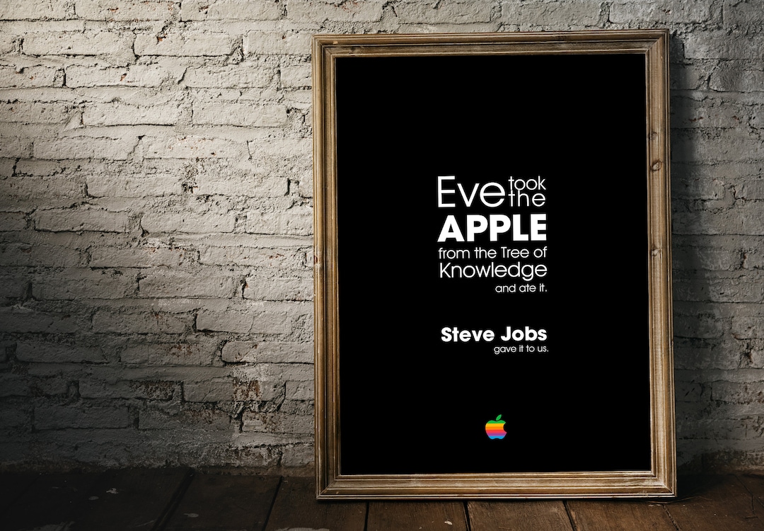 Apple Logo Poster, Gift for Apple Lovers, Motivational Art, Apple Wall ...