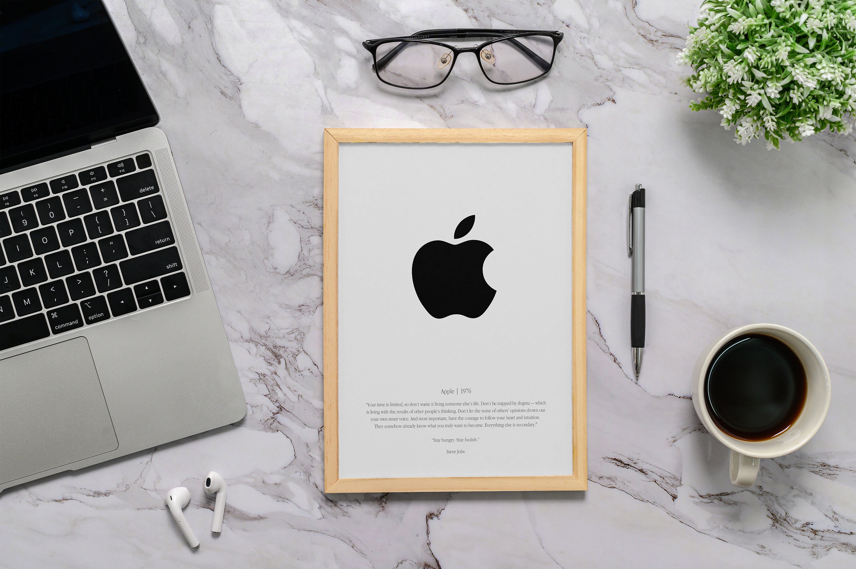 Apple Logo Poster, Gift for Apple Lovers, Motivational Art, Apple Wall ...