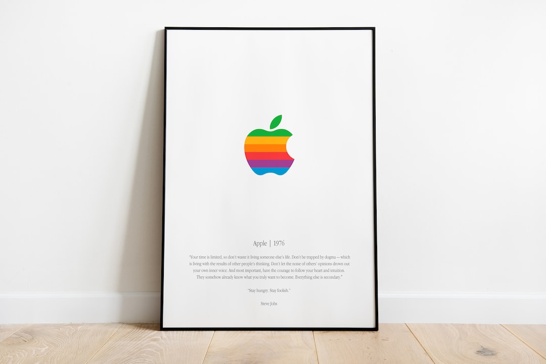 Apple Logo Poster, Gift for Apple Lovers, Motivational Art, Apple Wall ...