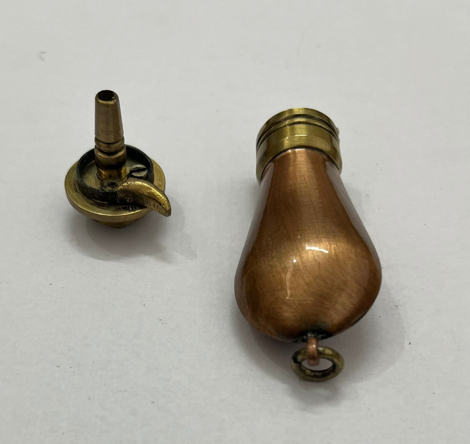 Victorian Style Miniature Brass Copper Gun Powder Small Bottle / Flask ...