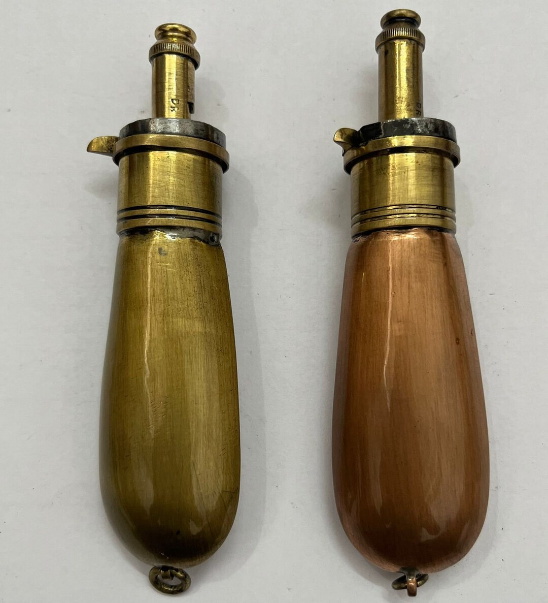 Victorian Style Miniature Brass & Copper Gun Powder Big Bottle / Flask ...