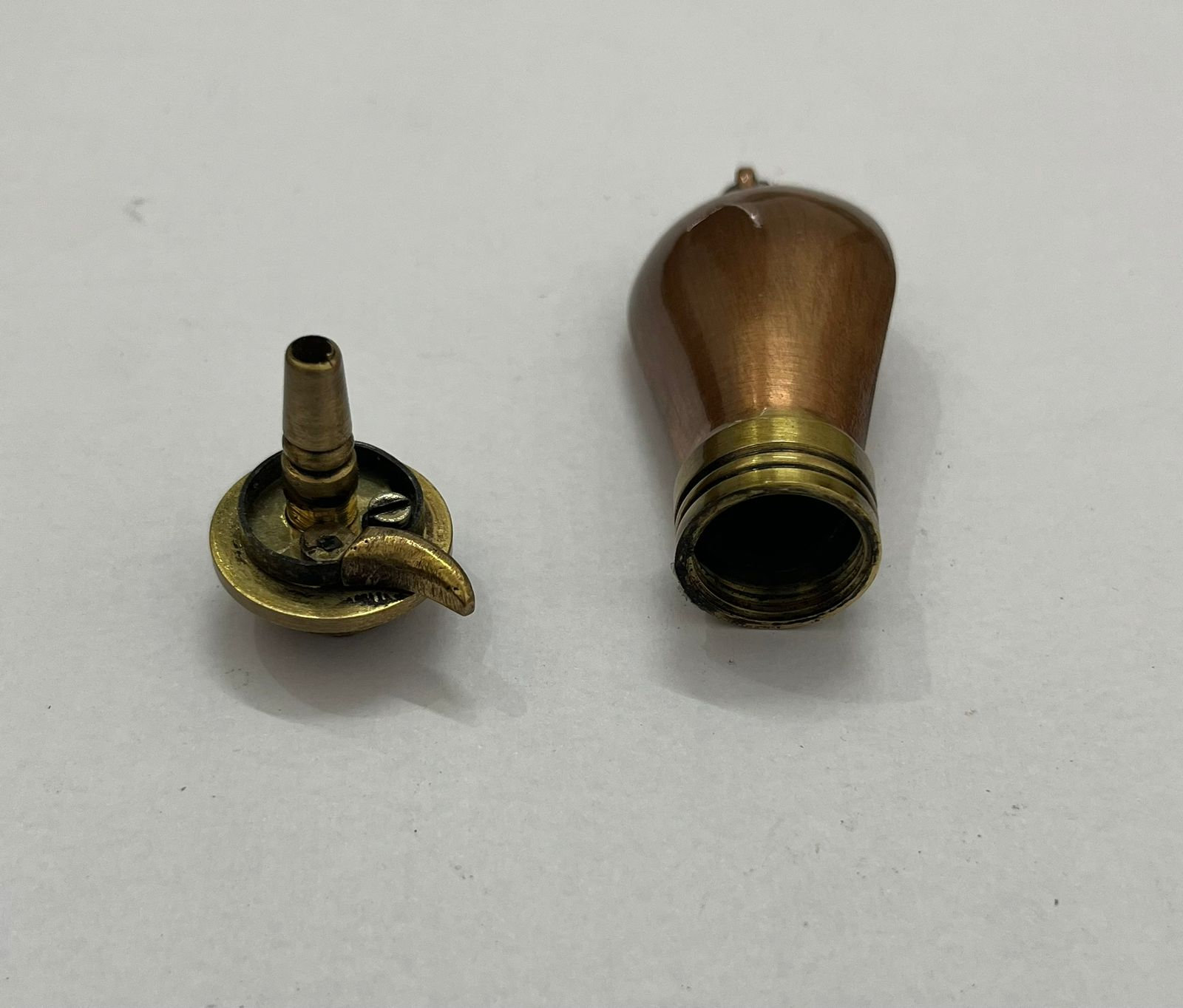 Victorian Style Miniature Brass Copper Gun Powder Small Bottle / Flask ...