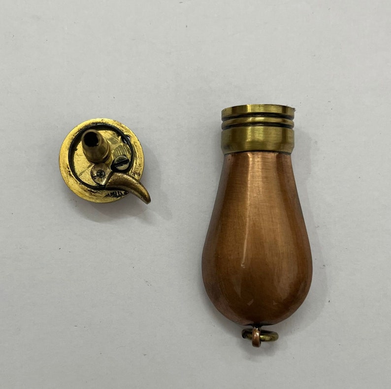Victorian Style Miniature Brass Copper Gun Powder Small Bottle / Flask ...