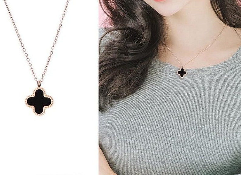 Four Leaf Clover, Cross Clover Necklace, Everyday Chain, Reversible ...